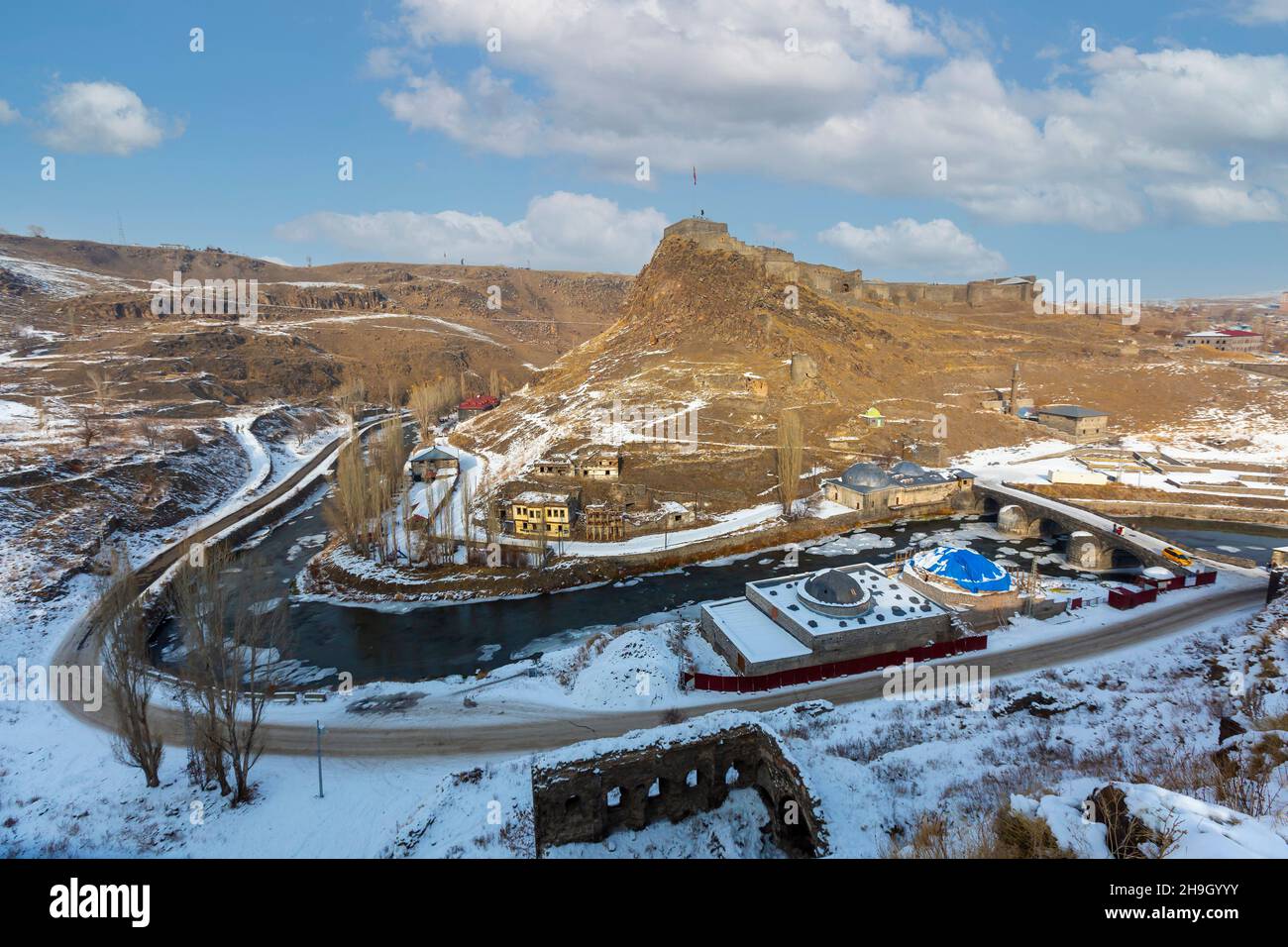 View over the castle of Kars, in Kars, Turkey. Kars is a province in ...
