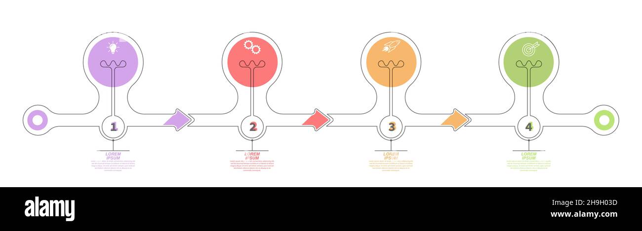 infographics with pictograms. Template of 4 stages of business ...