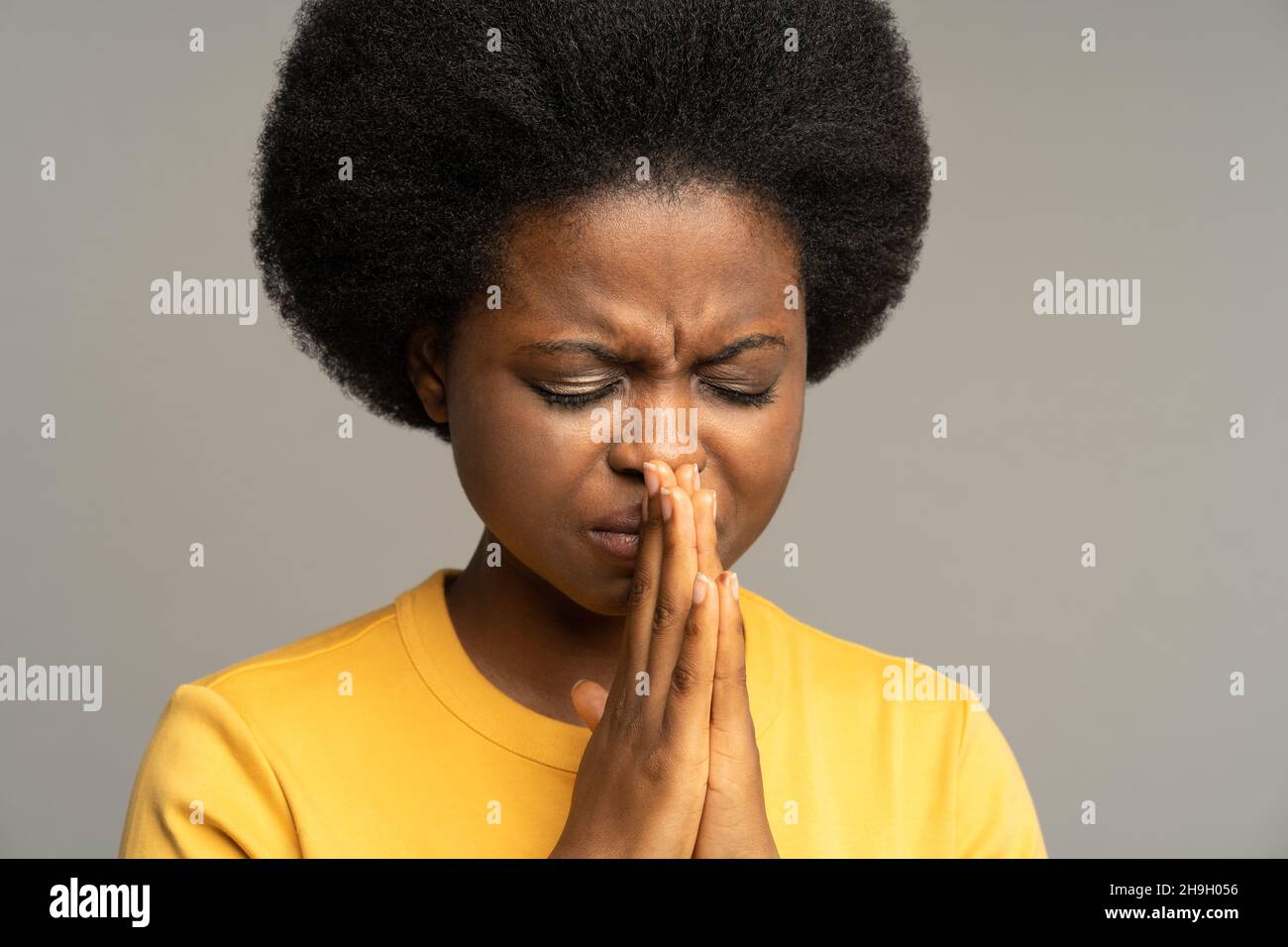 Girl Praying To God With Tears