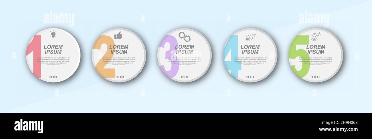 infographics with pictograms. Template of 5 stages of business ...