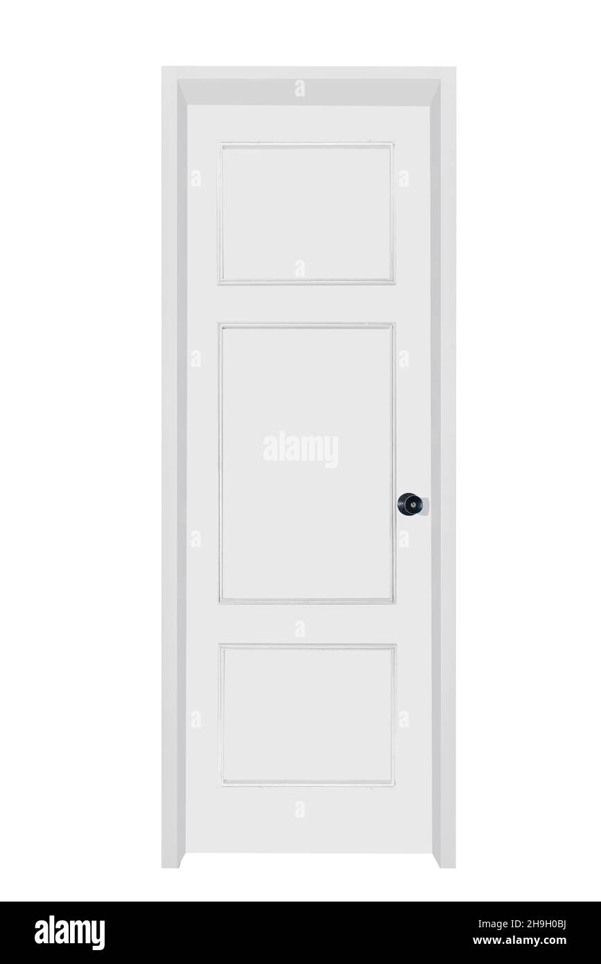 White wooden door isolated over white background Stock Photo - Alamy