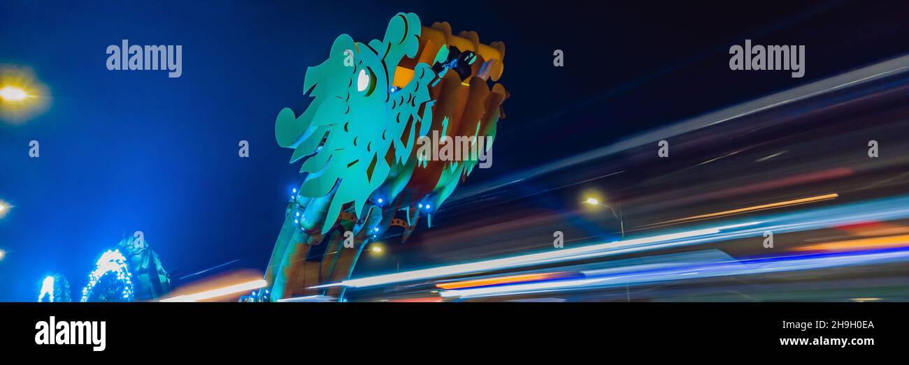 Dragon River Bridge, Rong Bridge in Da Nang, Vietnam BANNER, LONG ...