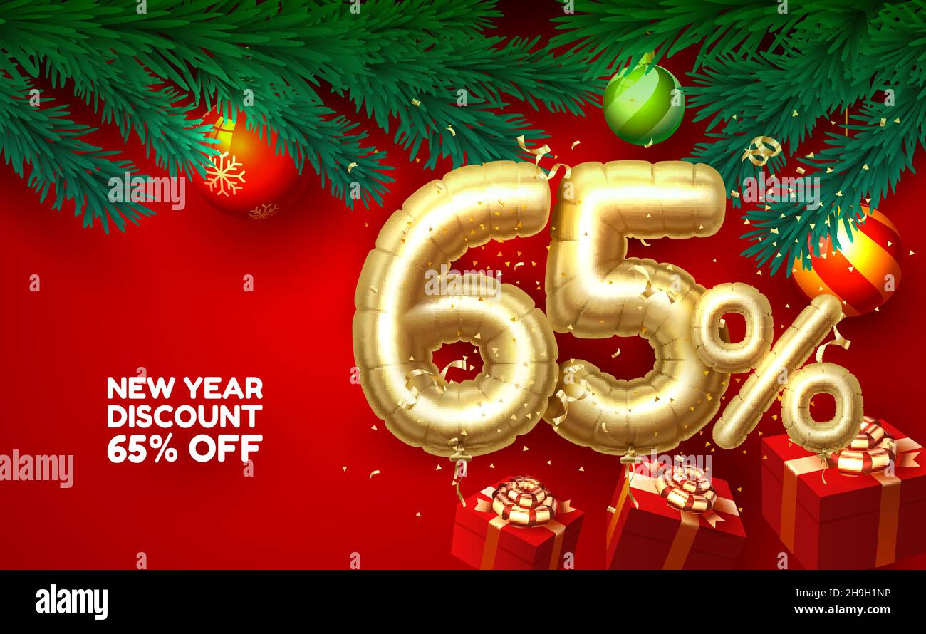 Merry Christmas, sale 65 off ballon number on the red background ...
