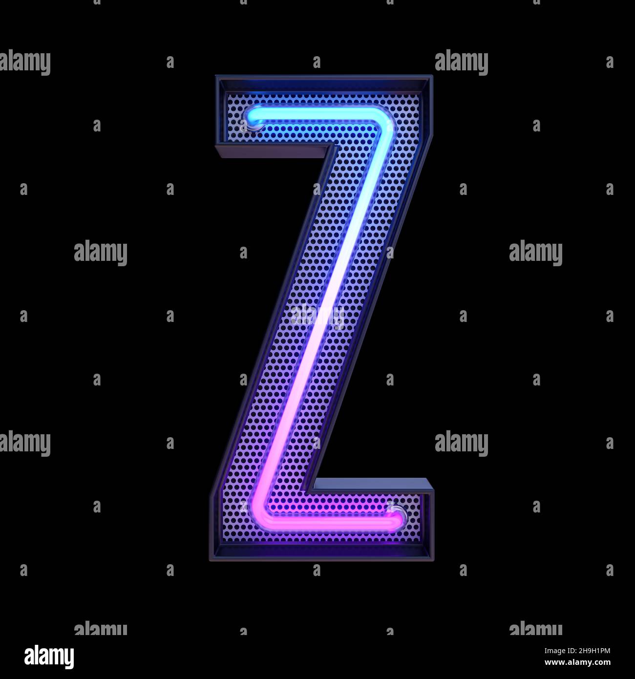 Neon retro Light Alphabet letter Z isolated on a black background with ...