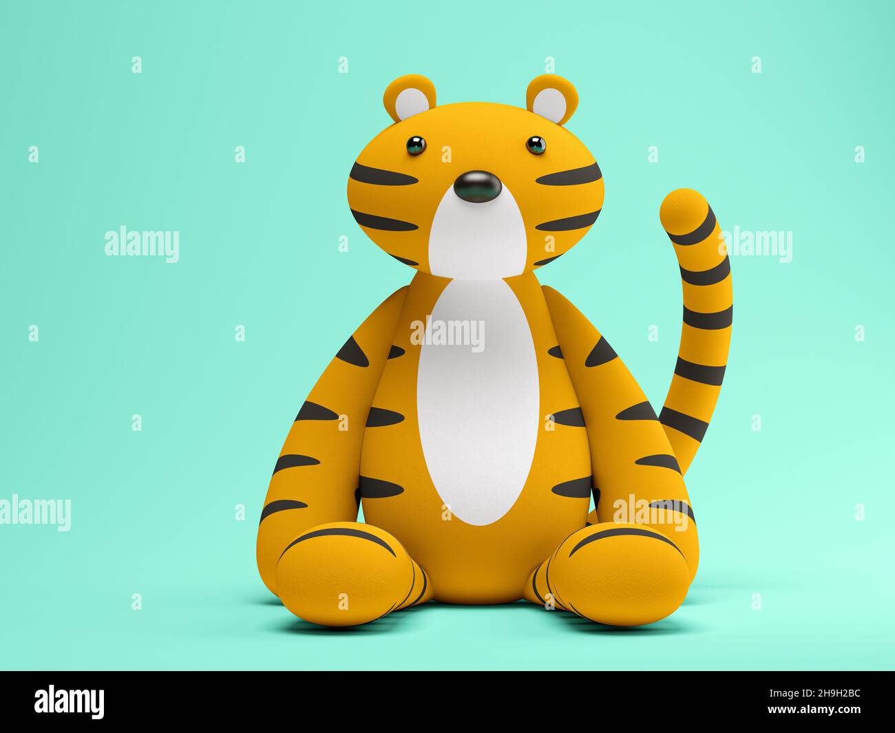 Cartoon tiger isolated on blue background 3 D rendering Stock Photo - Alamy