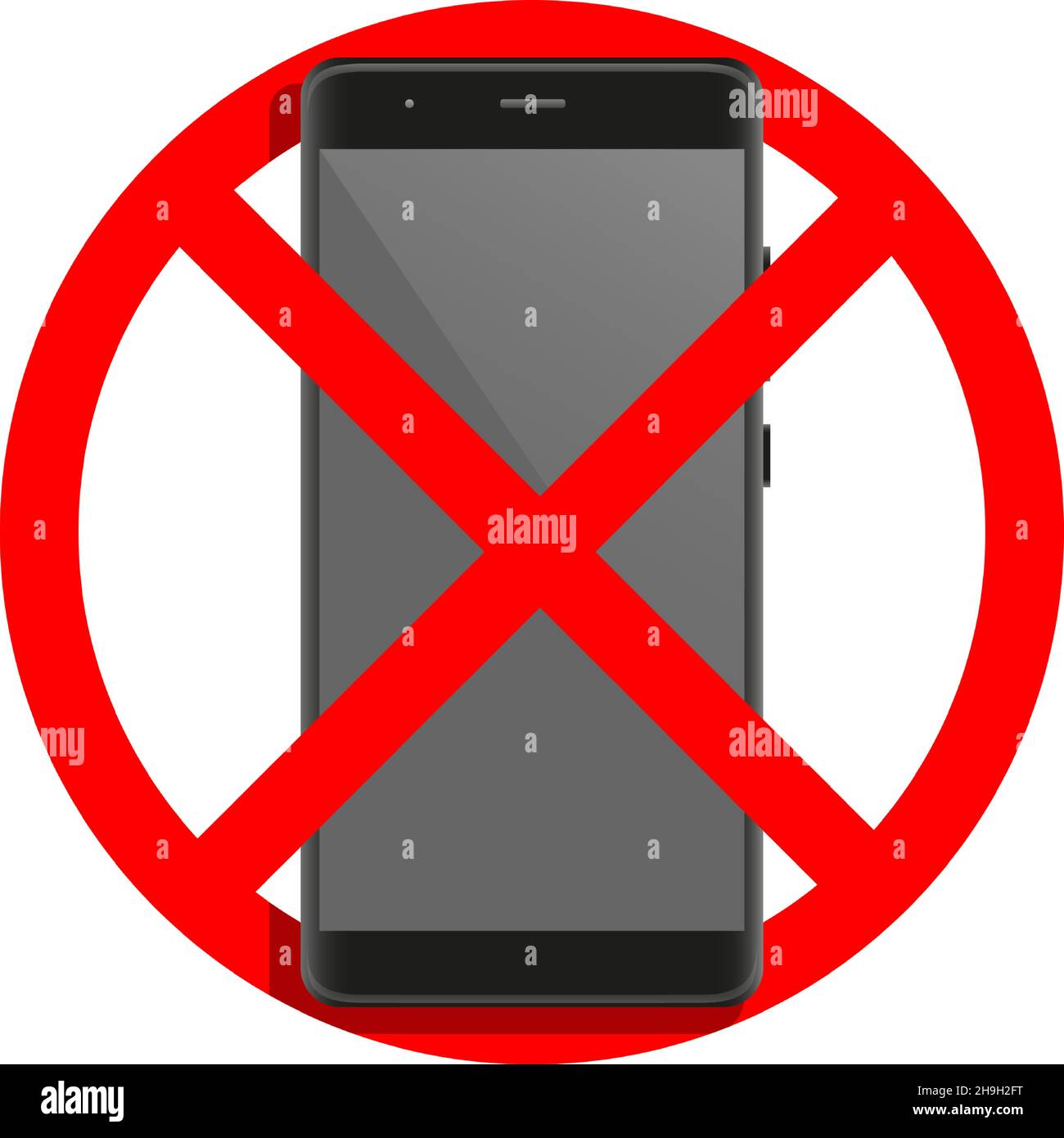 Cell telephone warning stop sign icon. Push button phone turn off ...