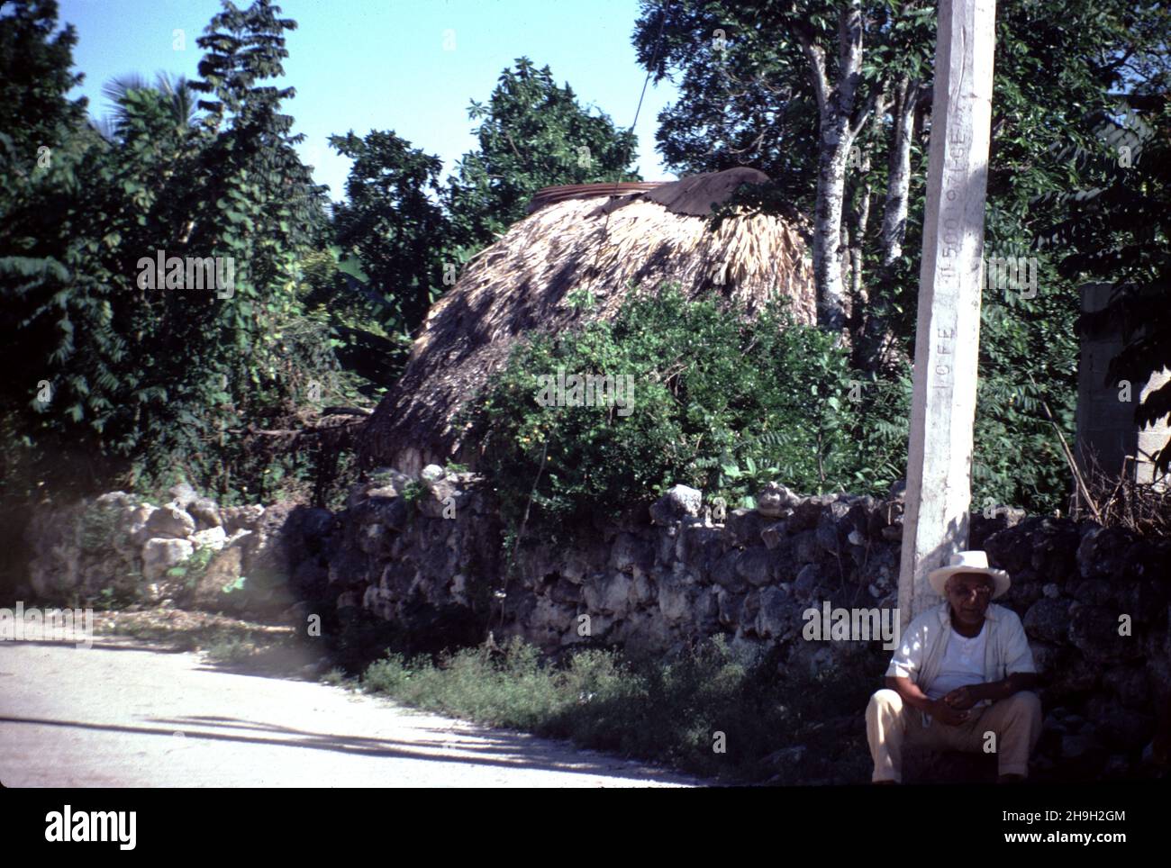 Uxmal maya stone and thatched roof huts hi-res stock photography and ...