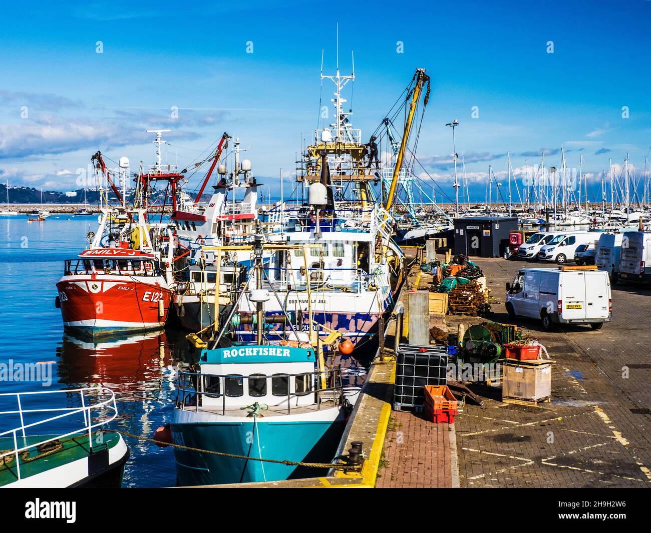 Fishing boats at Brixham harbour in Devon Stock Photo - Alamy