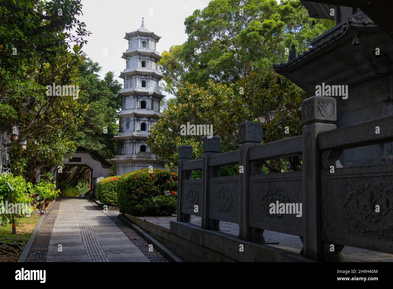 View of Fukushuen, traditional Chinese garden in the Kume area of Naha ...