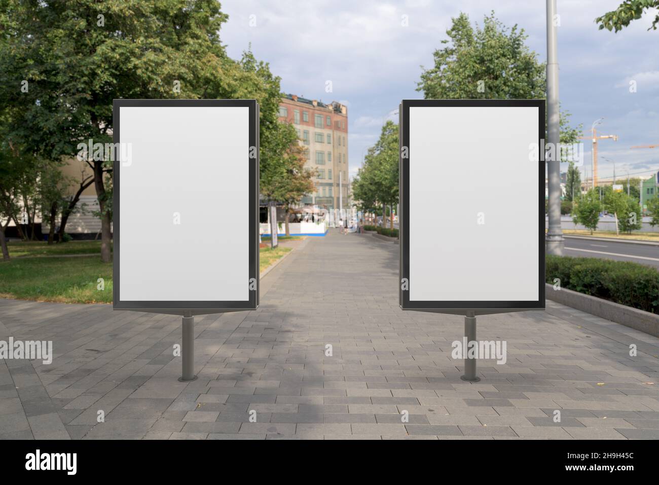 Two street poster billboards mock up. 3D illustration Stock Photo - Alamy