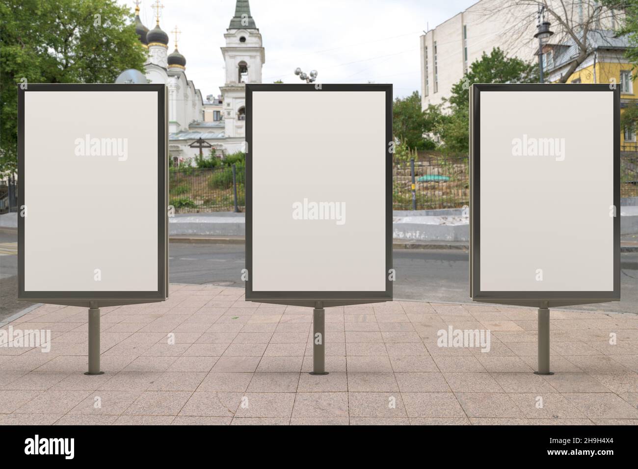 Three street poster billboards mock up. 3D illustration Stock Photo - Alamy