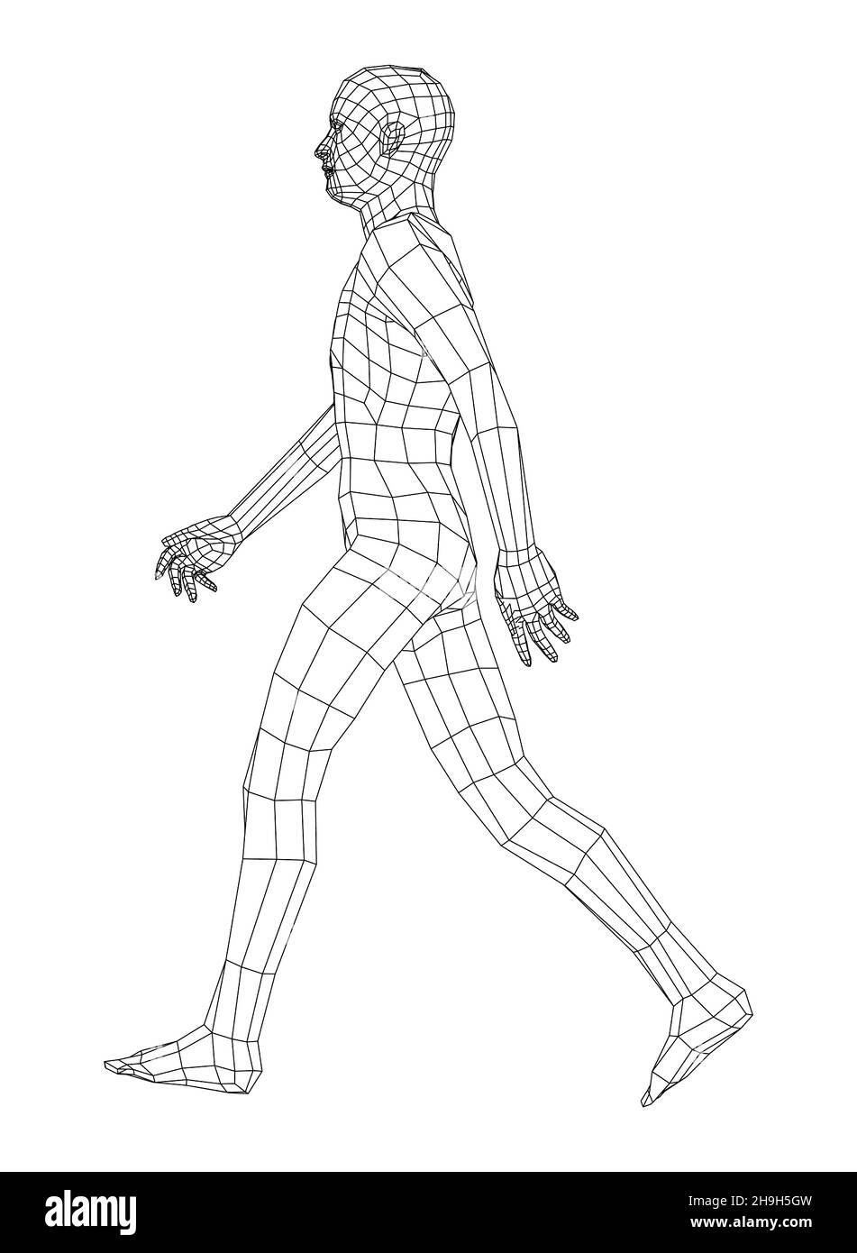 Wireframe walking man. 3d illustration Stock Photo - Alamy