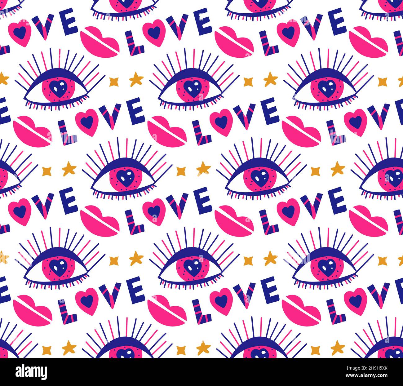 Mystic boho love modern abstract seamless pattern heart trend style ...
