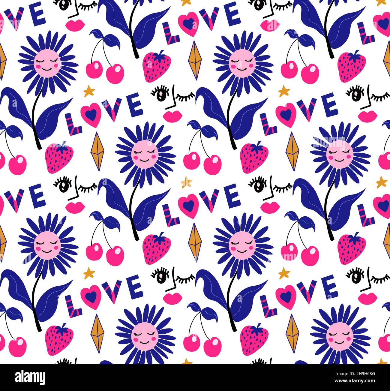 Mystic boho love modern abstract seamless pattern heart trend style ...