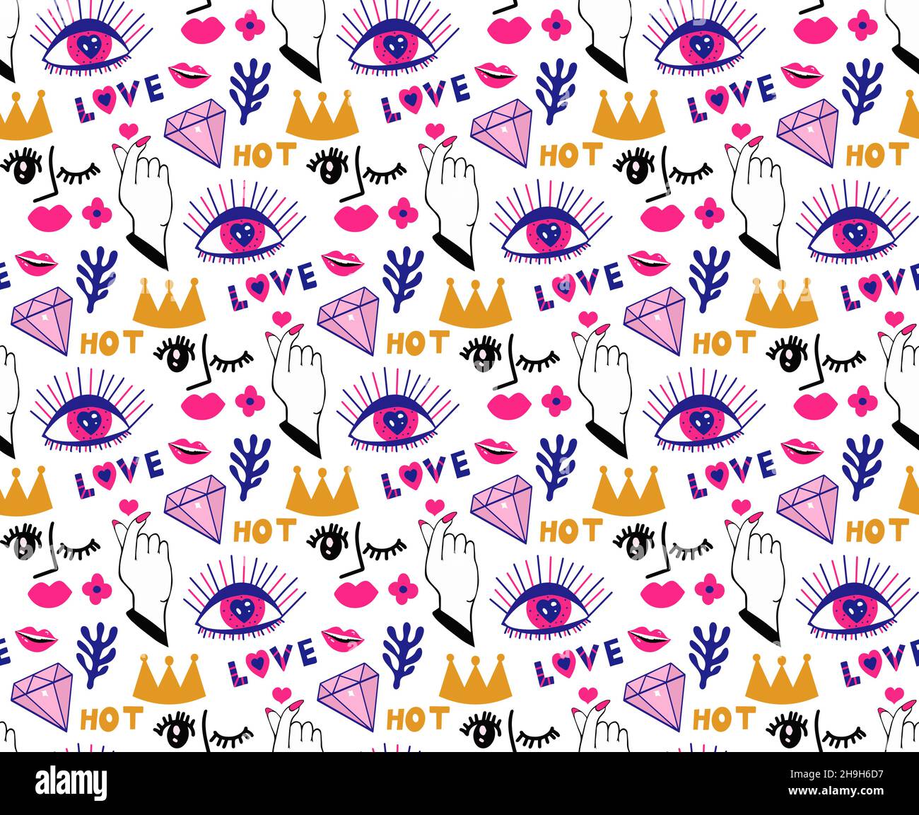 Mystic boho love modern abstract seamless pattern heart trend style ...