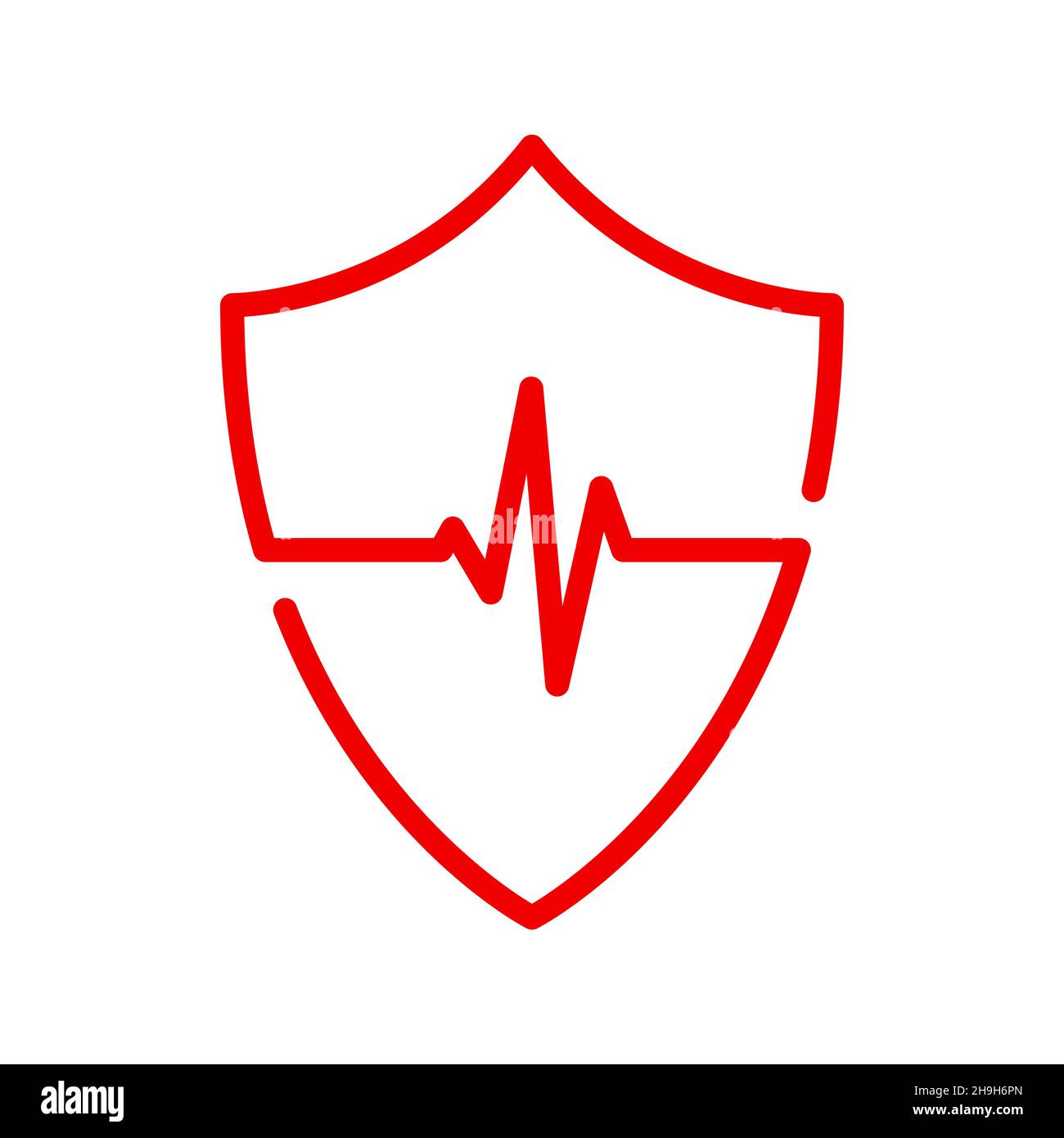 Cardio icon and shield. Shield with heartbeat icon. Vector medical ...