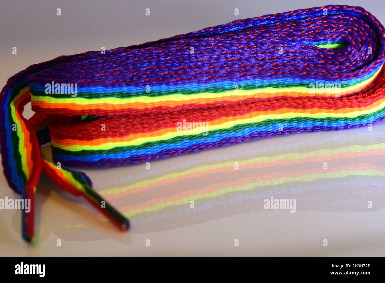 Rainbow Laces on white background Stock Photo - Alamy