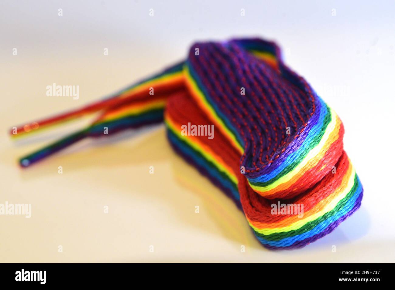 Rainbow Laces on white background Stock Photo - Alamy