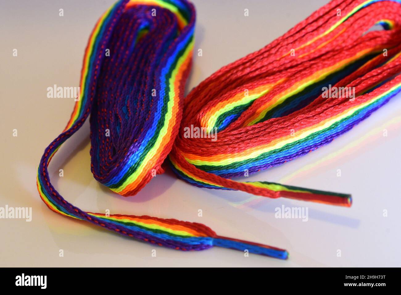 Rainbow Laces on white background Stock Photo - Alamy