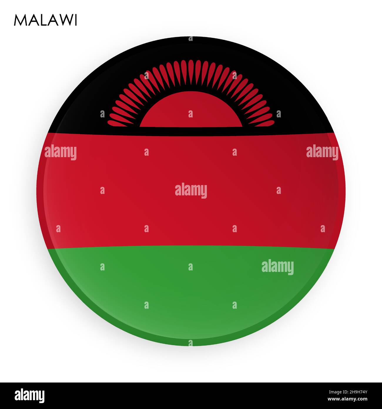 MALAWI flag icon in modern neomorphism style. Button for mobile ...