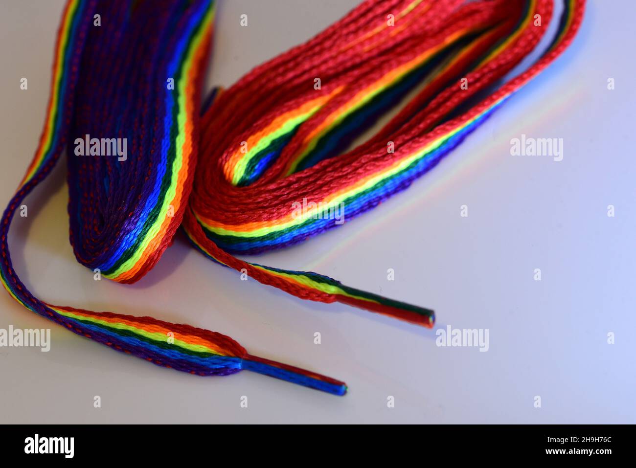 Rainbow Laces on white background Stock Photo - Alamy