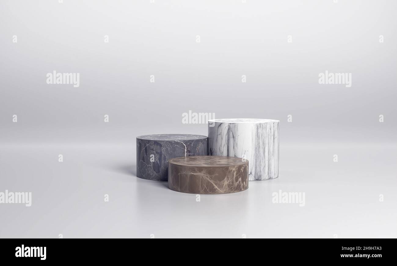 Premium marble showcase mockup. Pedestals made of marble for product ...