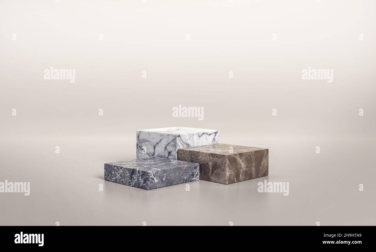 Premium marble showcase mockup. Pedestals made of marble for product ...
