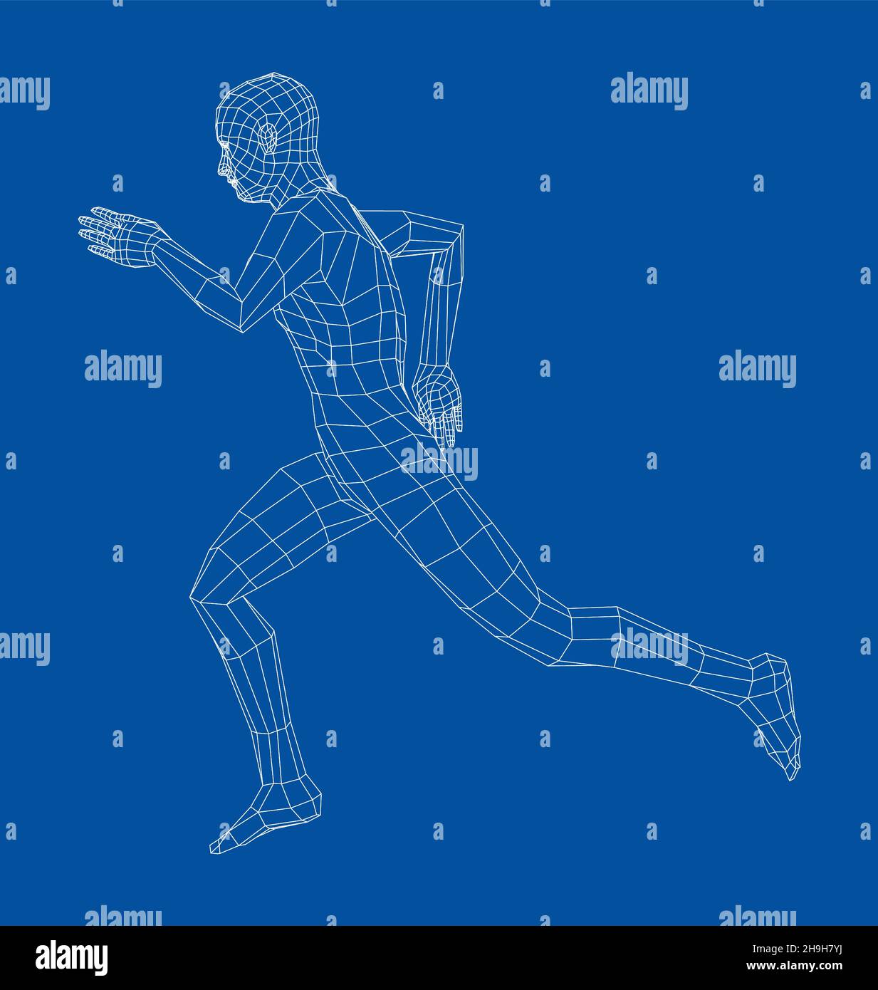 Wireframe running man. 3d illustration Stock Photo - Alamy