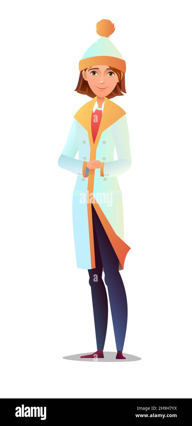 Girl in overcoat Stock Vector Images - Alamy