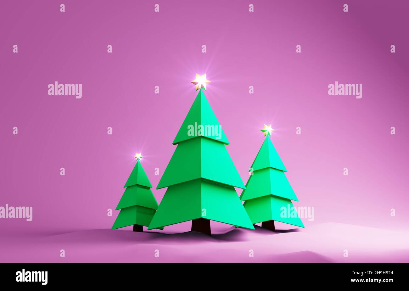 3d cartoon christmas trees. 3d rendering Stock Photo - Alamy
