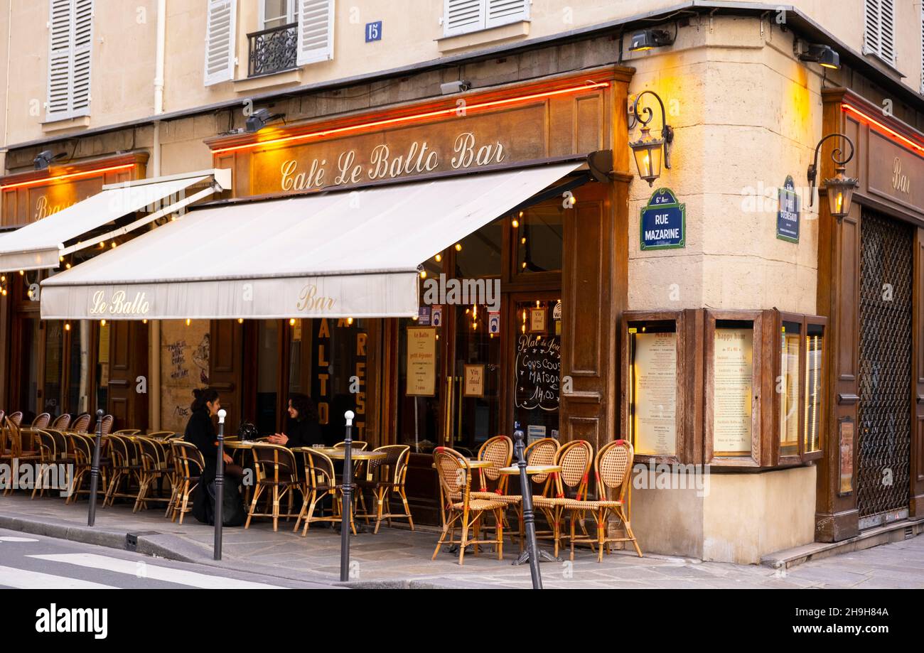 A traditional cafe with pavement seating in the six arrondisement ...