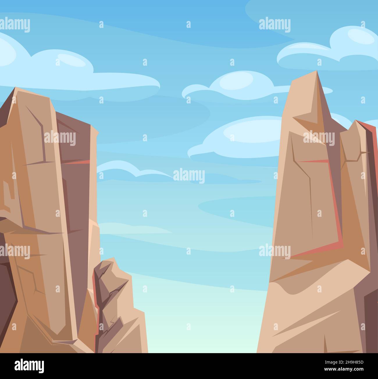 Rocky mountain gorge. Top of the relief. Stone rocky landscape. High ...