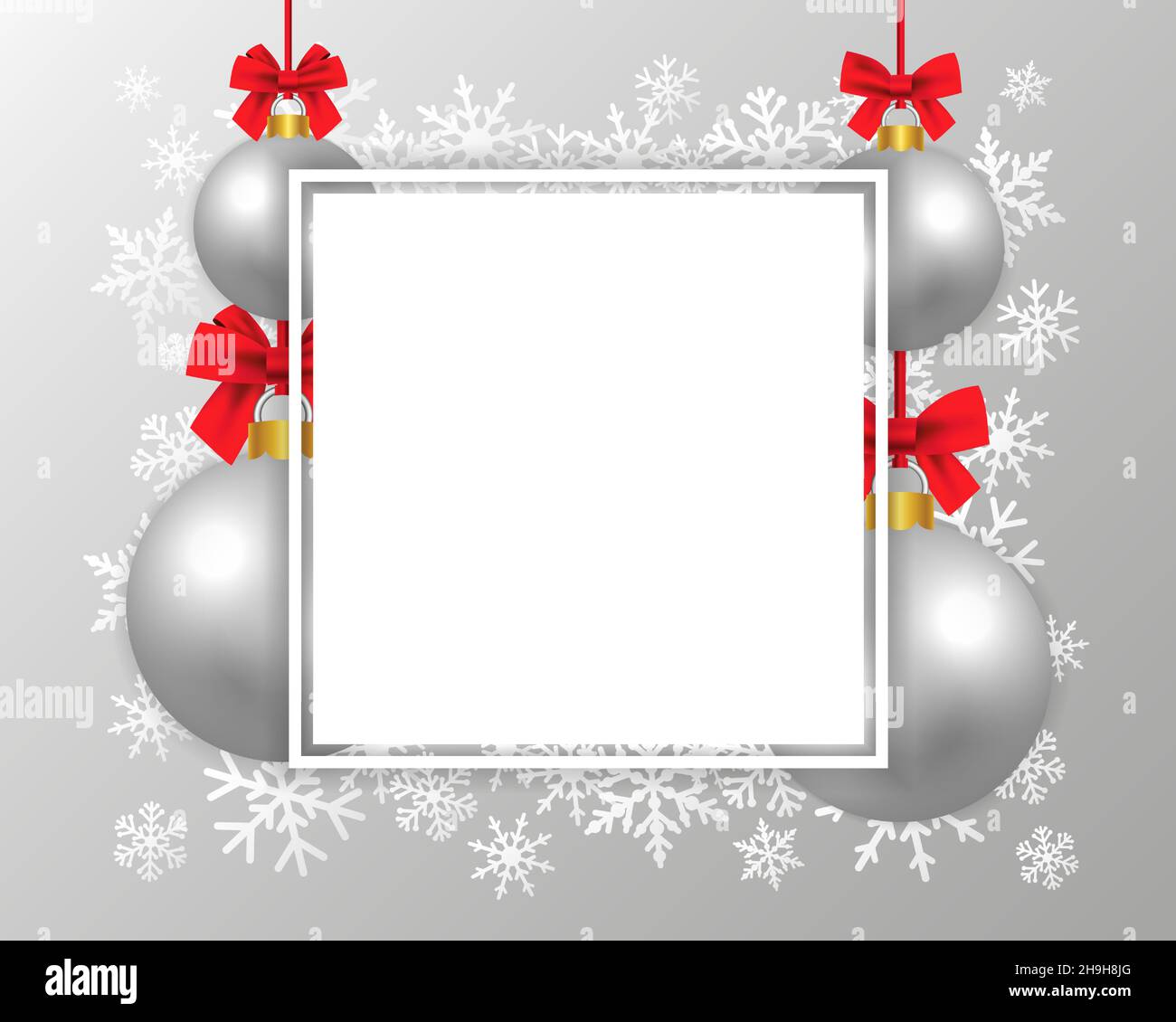 Winter holiday background with Christmas balls and snowflakes ...