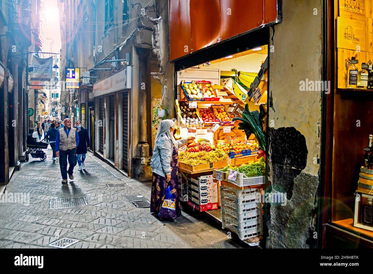 Street view of Via San Luca, a narrow alley ("caruggio") in the ...