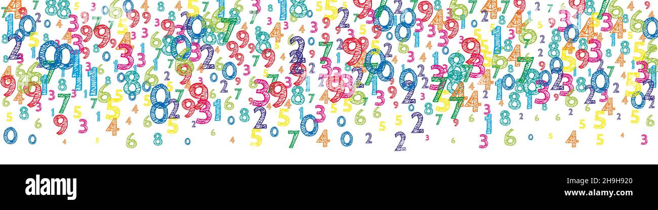 Falling colorful orderly numbers. Math study concept with flying digits ...