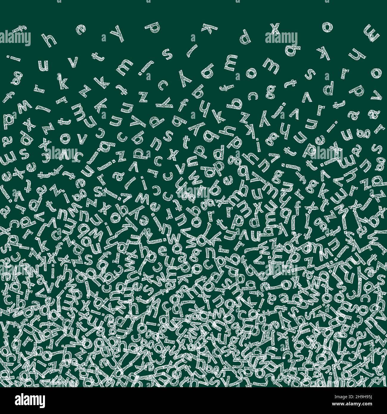 Falling letters of English language. Childish chalk flying words of ...