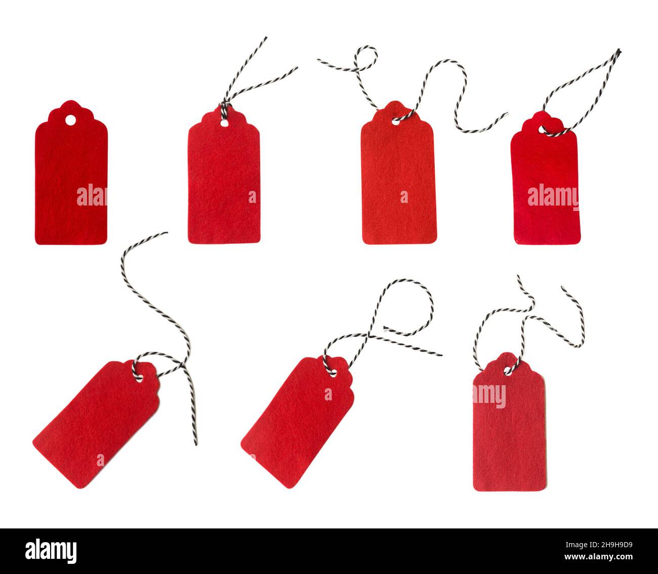 Collage of gift tags isolated on white background. Sale labels. Price ...