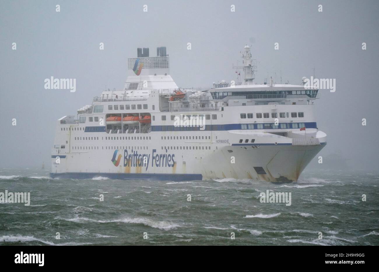 The Brittany Ferries ferry Normandie makes it's way into Portsmouth as ...