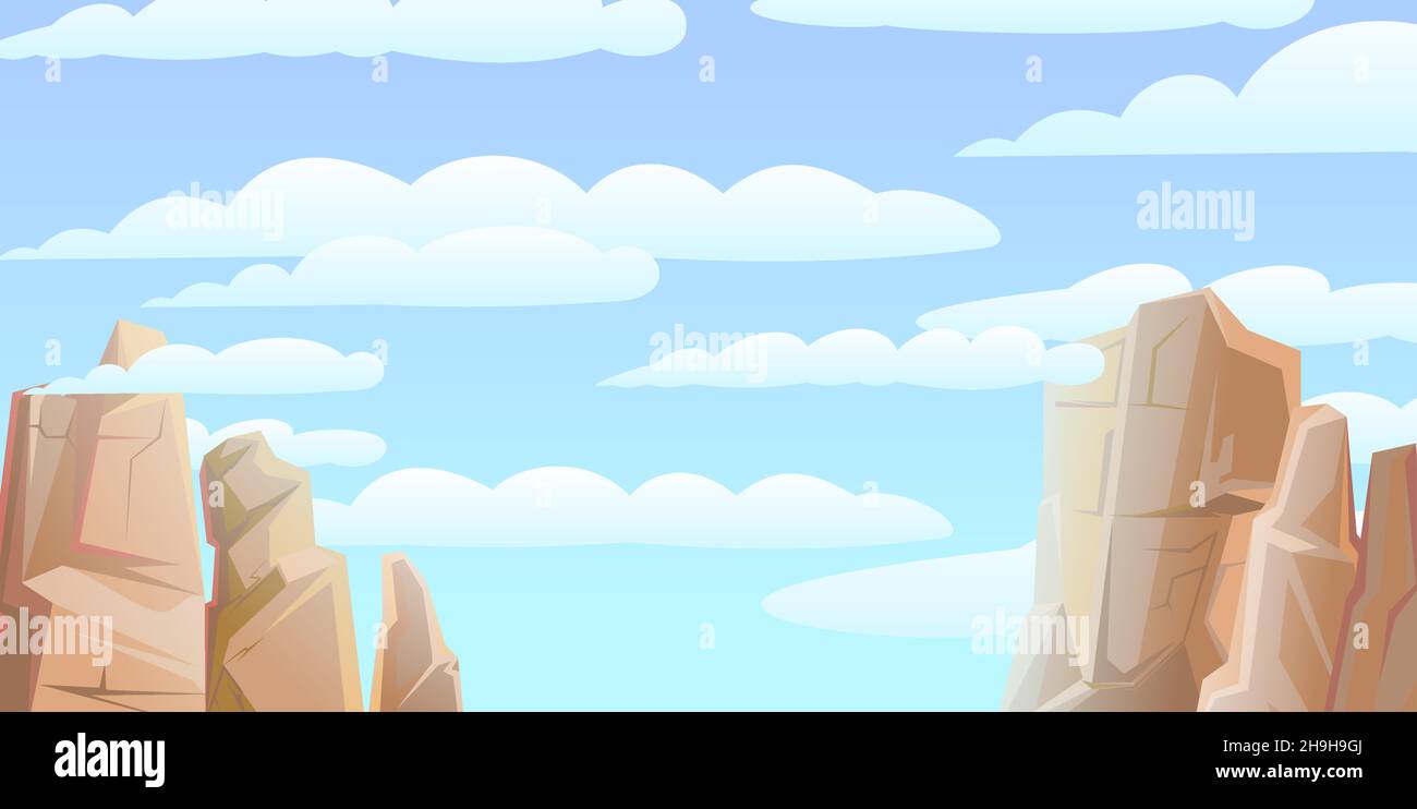 Rocky cliffs. Peaks of rocky mountains. Wind. Stone landscape. Sky with ...