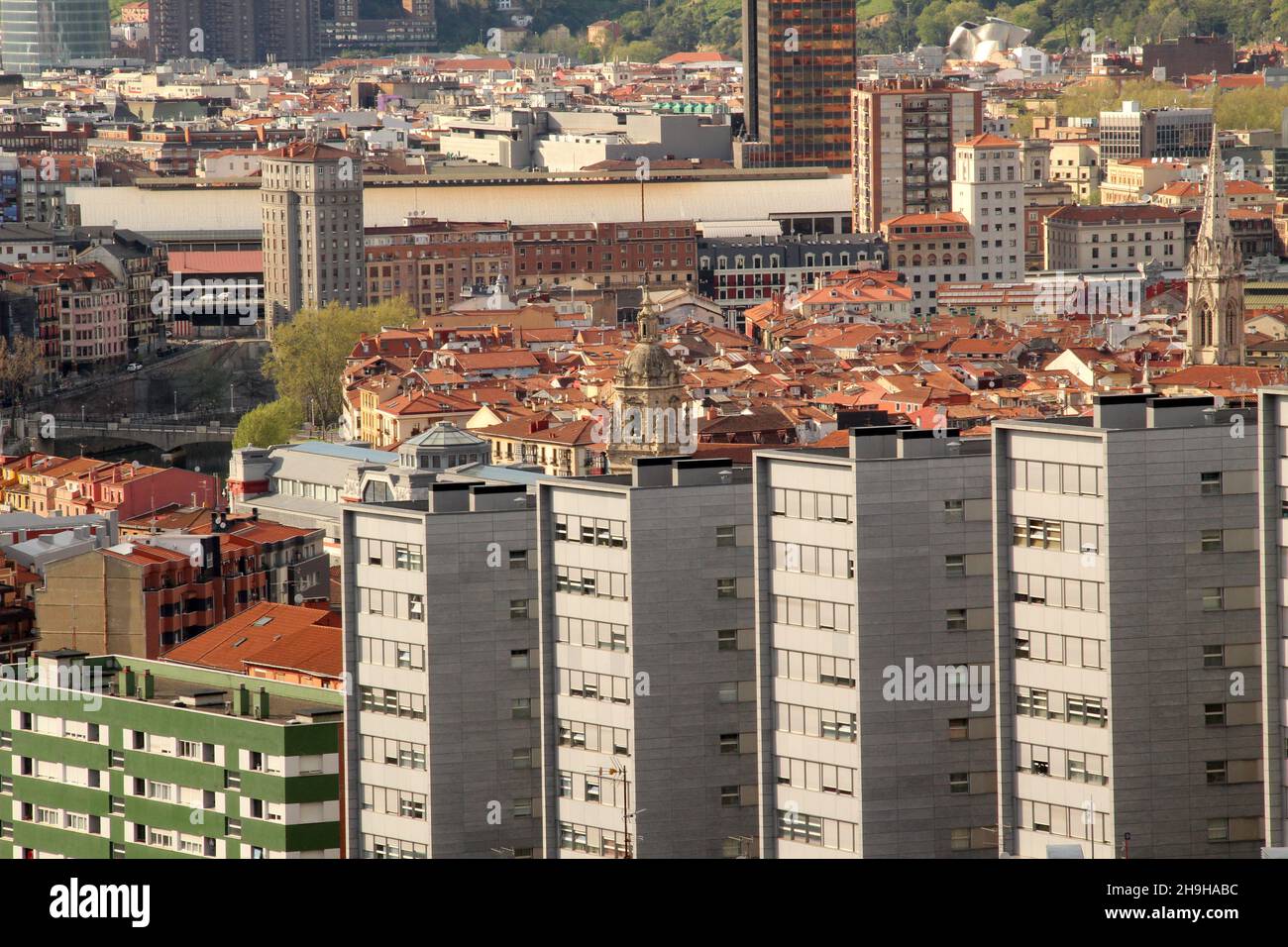 Aerial view of the buildings of Bilbao city in Basque Country Stock ...