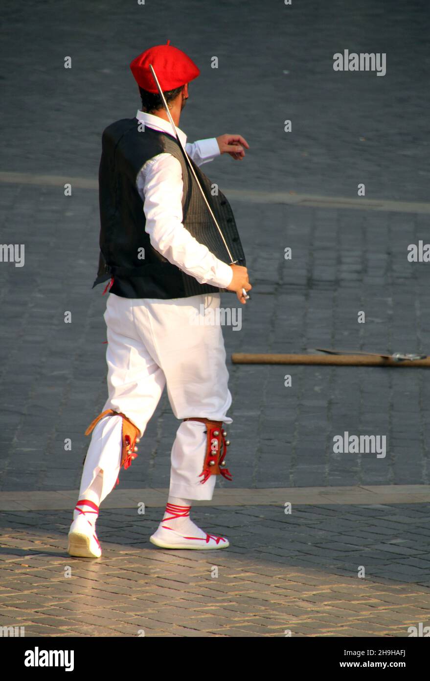 Group of people dancing folk dance outdoors in the Basque Country Stock ...