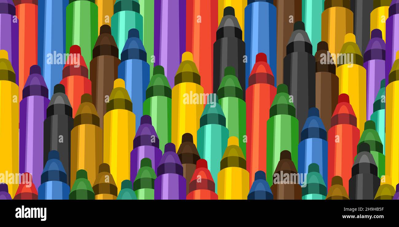 Lots of markers. Flat style. Stationery for drawing and creativity ...