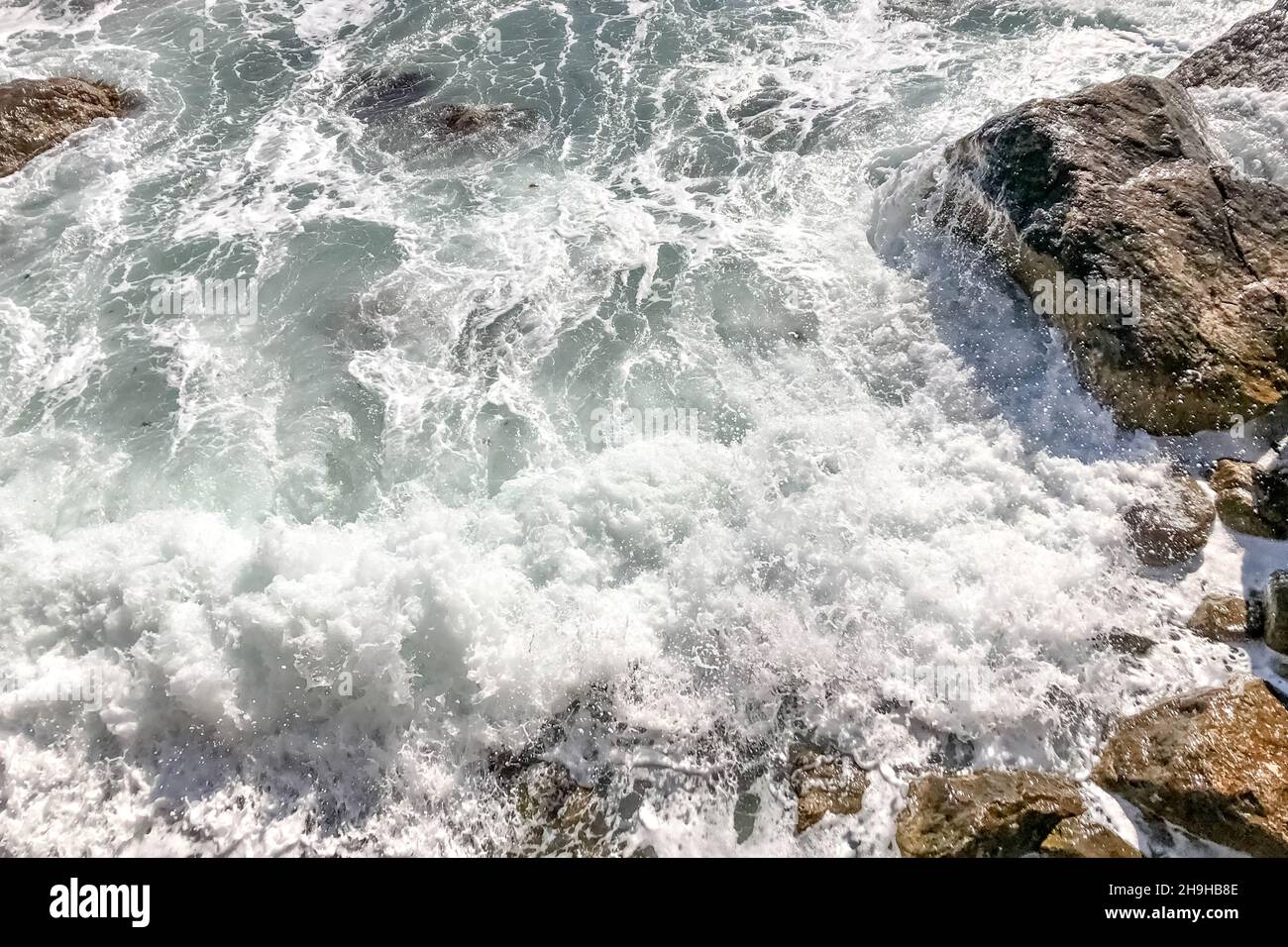 The sea coast with waves. Natural background. Storm Stock Photo - Alamy