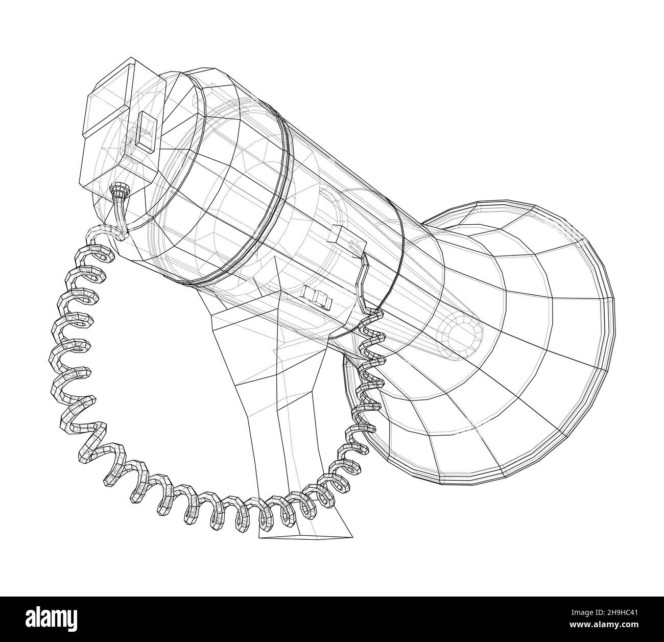 Megaphone concept outline. 3d illustration Stock Photo - Alamy