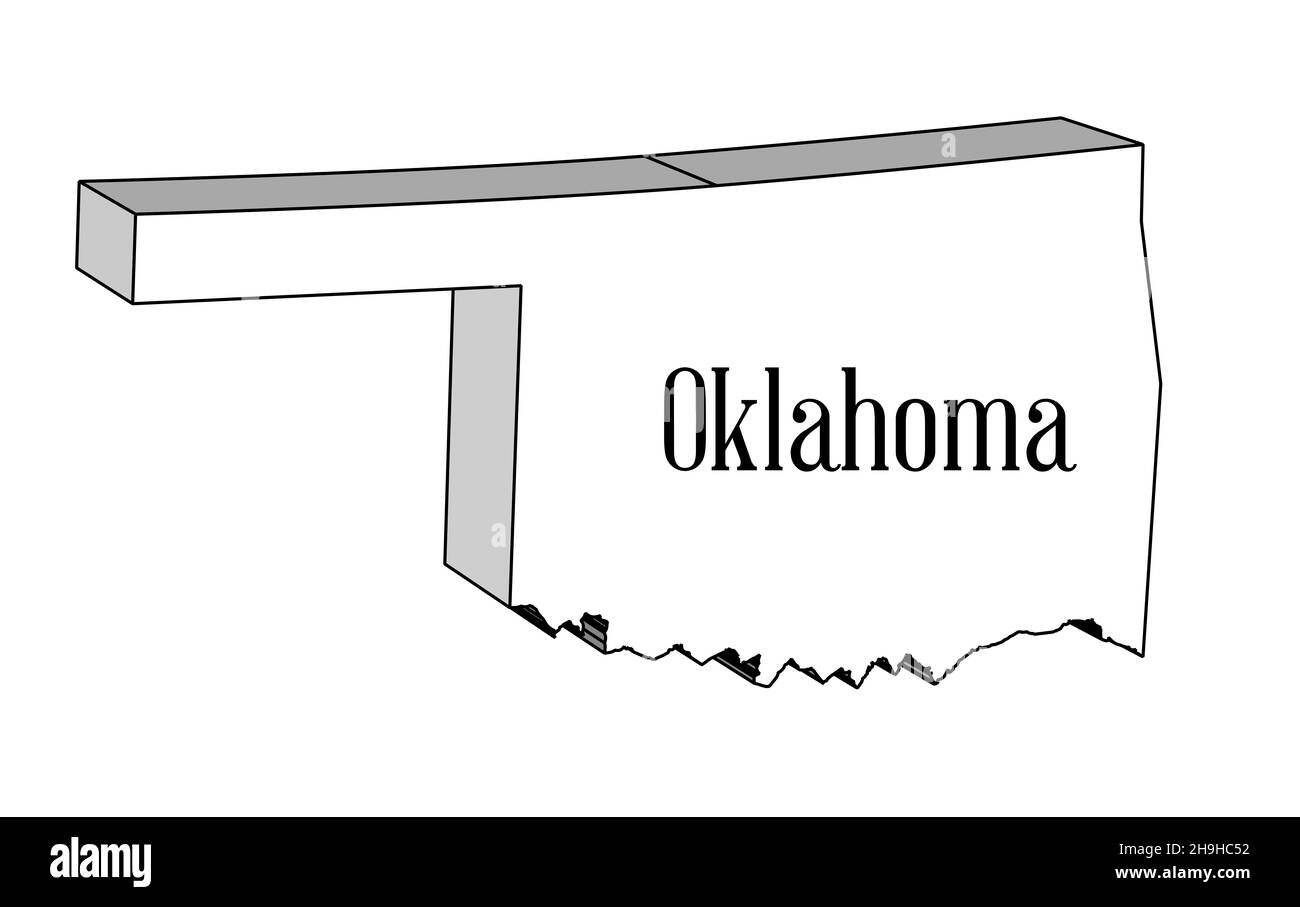 Outline 3D map of the USA state of Oklahoma Stock Photo - Alamy