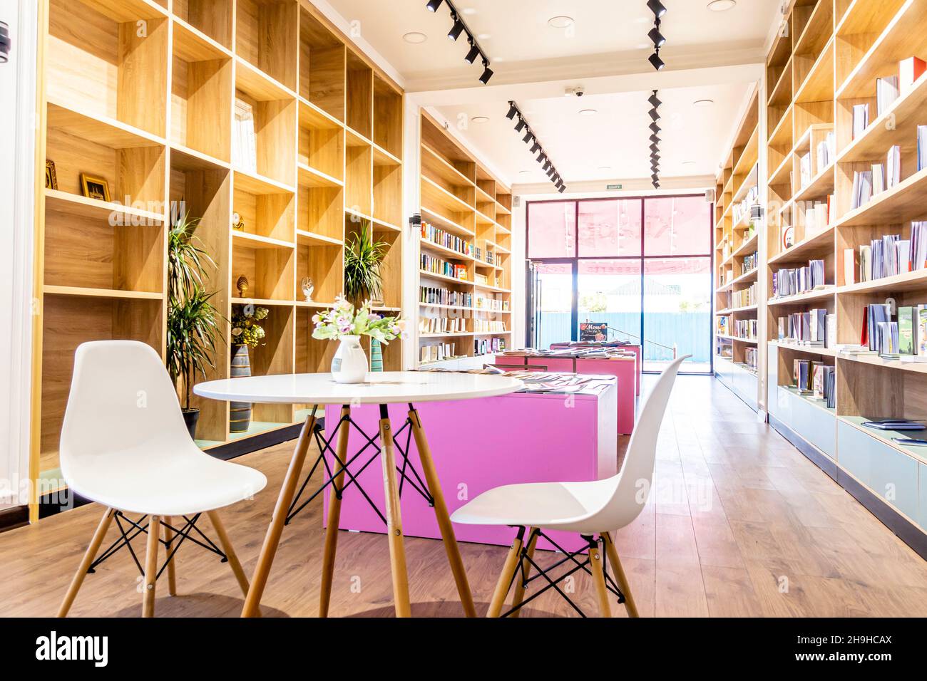 Cozy book shop cafe interior in Kyzylorda, Kazakhstan, Central Asia ...
