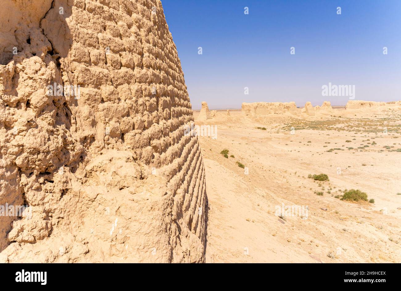 The outer walls, fortifications in ancient city of Sawran or Sauran ...
