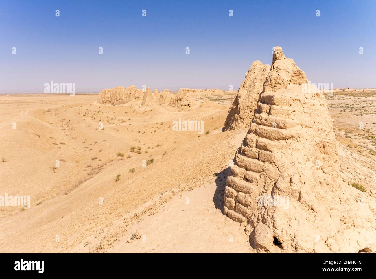 The outer walls, fortifications in ancient city of Sawran or Sauran ...