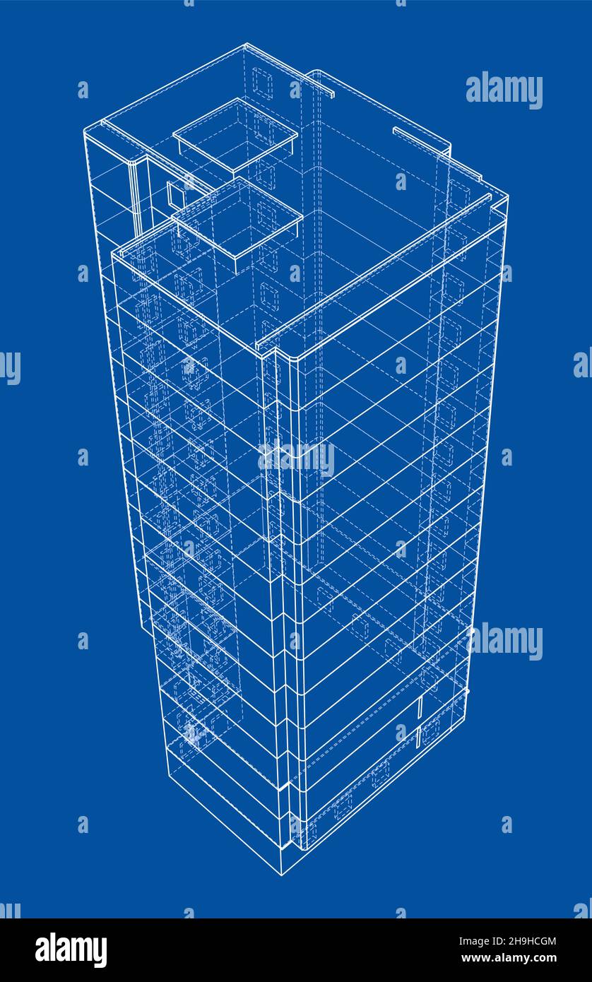 Wire-frame model of a multi-storey building Stock Photo - Alamy