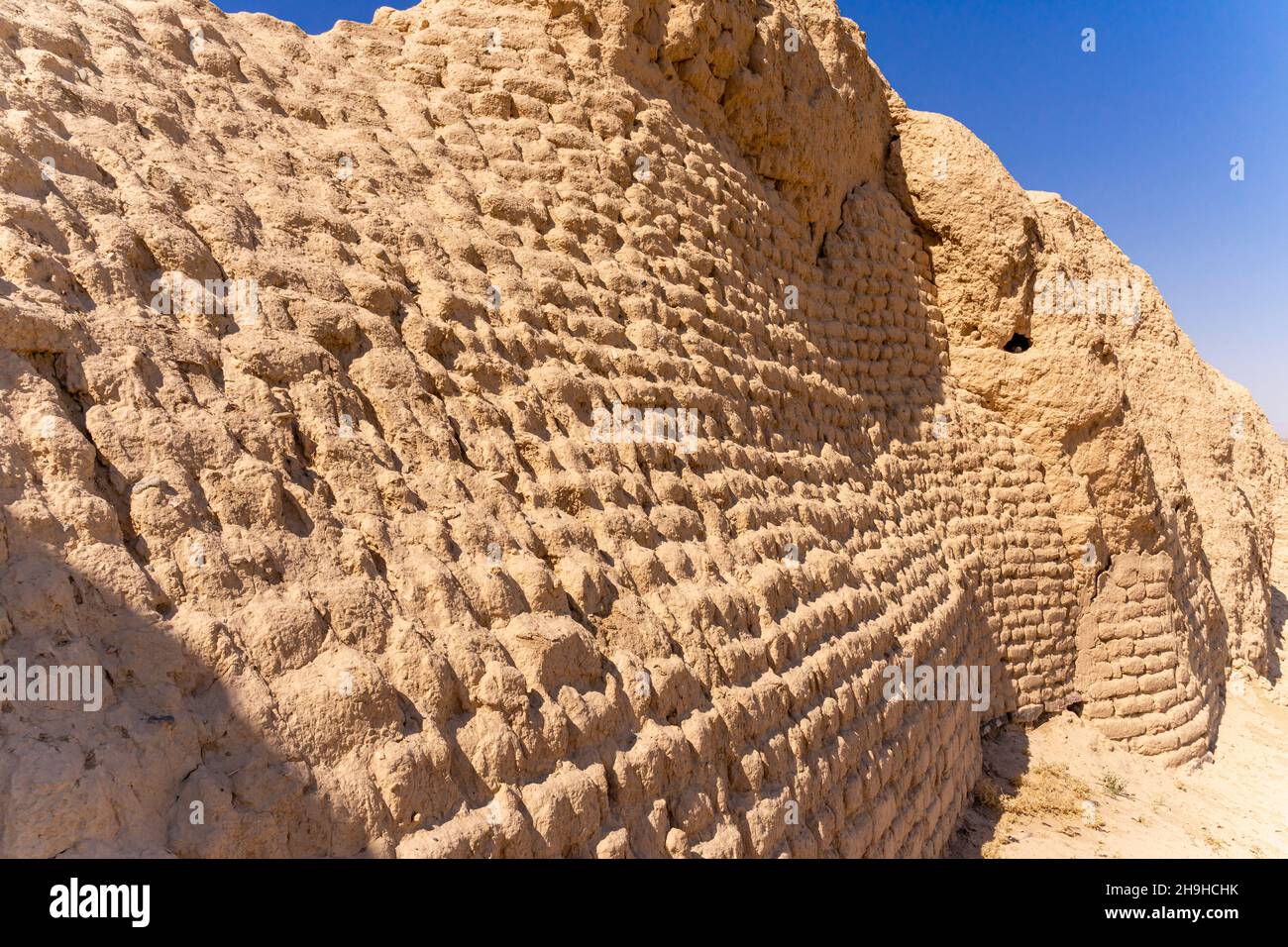 The outer walls, fortifications in ancient city of Sawran or Sauran ...